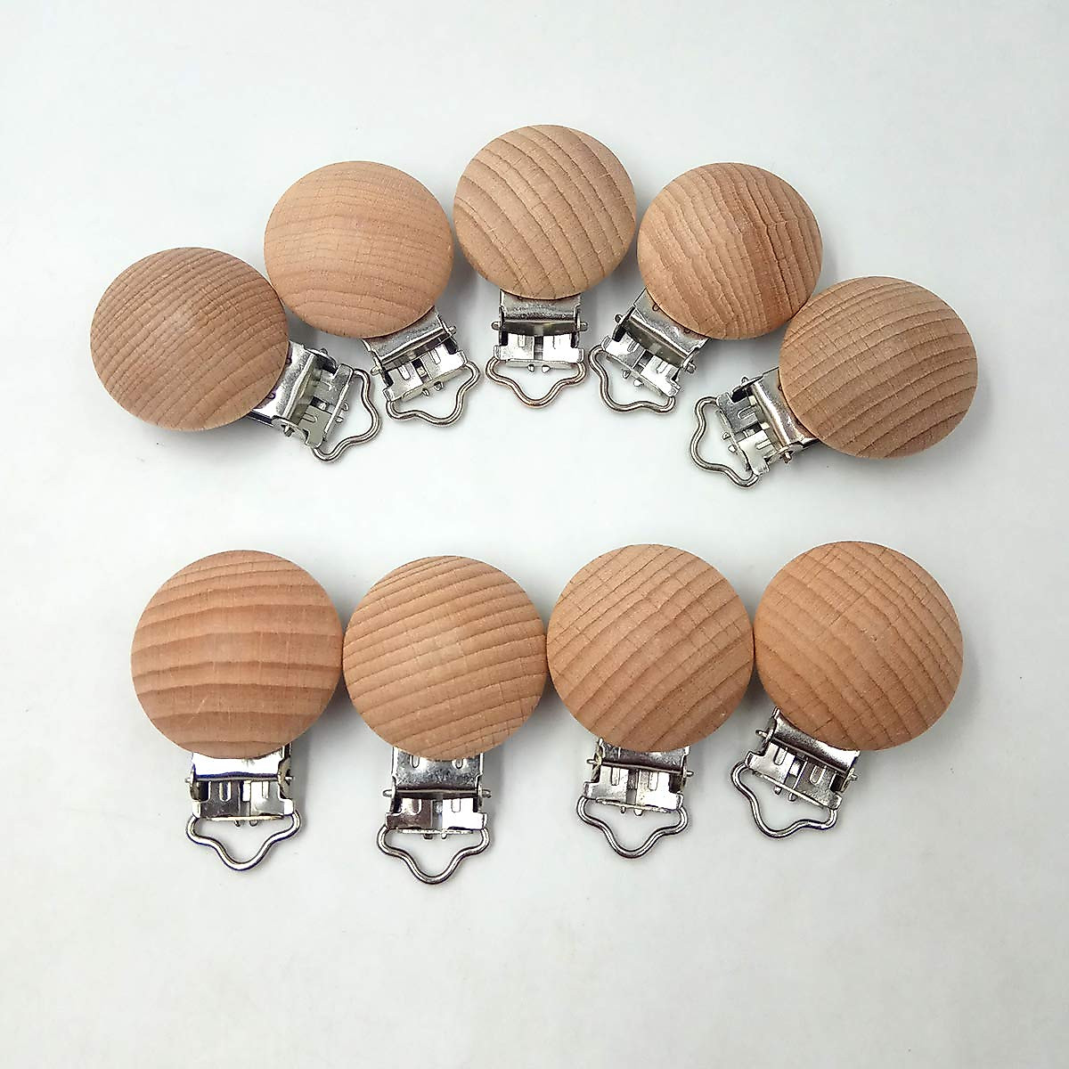 5pcs Beech Wood Pacifier Clips Holder Teething Grasping Suspender Clips Charm DIY Beading Pacifier Chain Accessory (3cm/5pcs)