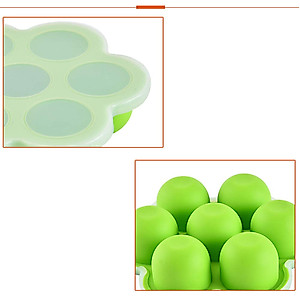 Silicone Egg Bites Molds with Lid for Instant Pot, 2 Packs (For 3qt (6.3"x6.3"x1.6"), Blue+Green)