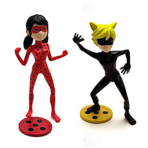 Cartoon-Inspired Ladybug and Cat Noir (Set of 8 pcs), Action Figures, Toys