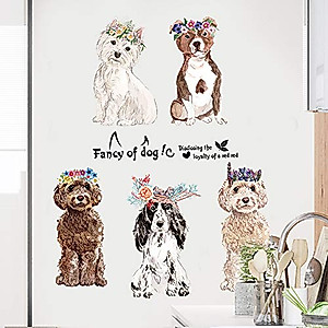 Fancy of Dog Large Size Wall Stickers Wall Decor for Bedroom Living Room Removable Vinyl Art Mural Decals for Girls Boys Kids