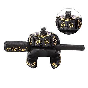 Animal Carved Croaking Craft Wooden Frog Percussion Musical Instrument, Wooden Percussion Desk Accessories of Frog Noise Maker for Cool Music Gifts Elderly and Kids, Black
