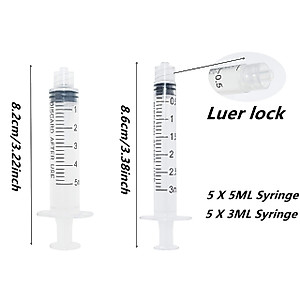 Precision Applications of Glue, 3ml 5ml Syringes and Blunt Tip Needles(14 15 16 18 19 20 21 22 23 25 Ga), for Liquid Measuring, Craft Paint, Epoxy Resin, Oil or Adhesives Applicator