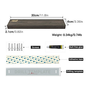 FINDKING Ash Wood Magnetic Knife Strip, Magnet Utensil Holder for Wall, Refrigerator, Wooden Rack for Kitchen Knives, No Drill (Dark Brown, 12 Inches, Without Knives)