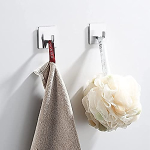 Adhesive Hooks 6 Pack Stainless Steel Sticky Hooks Waterproof for Handing Heavy Duty Use to Towel/Key/Bathroom/Kitchan/Home/Office