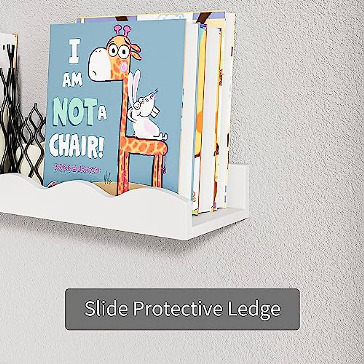 Floating Nursery Book Shelves Set of 2 Bathroom Shelves Over Toilet Modern Wood Storage Shelves for Wall Decor, Books, Toys, Photo Frames, Picture Ledge-White