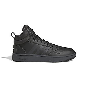 adidas Men's Hoops 3.0 Mid Basketball Shoes, Black/Carbon/White, 9.5