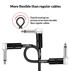 Augioth 12 Inch Guitar Patch Cable 30 CM Performance Guitar Effect Pedal Cables Straight to Angled 2Pack