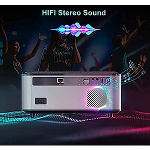 TOEWOE Mini Projector, Portable Video Projector, 50000 Hours Multimedia Home Movie Projector, Compatible with Full HD 1080P HDMI, USB, AV, Laptop, Smartphone