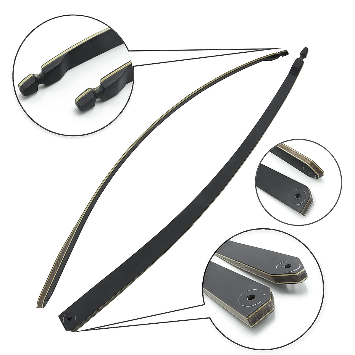 Obert Black Hunter Archery Takedown Recurve Bow American Longbow Adult Right Hand Hunting Wood Bow 60",60lbs Target Practice