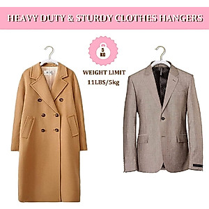 Pink Clothes Hangers 16", 20 Pack Plastic Clear Coat Hanger for Adult Closet, Durable Bling Ganchos de Ropa with Swivel Hook, Notched Shoulders & Ultra-Thin Space Saving Laundry Hanger for Dress Suits