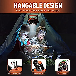 OTYTY Portable Fan Rechargeable, Cordless Fan for Jobsite & Industrial, 14400mAh Battery Operated Fan with LED Light, 3500CFM Strong Airflow, 270° Adjustable Quiet and Powerful Personal Fan