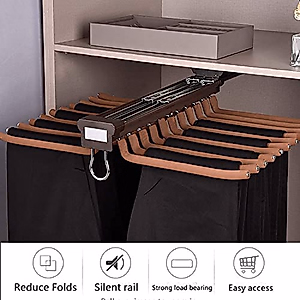 Nisorpa Pull Out Trousers Rack Double-Row 22 Arms Steel Pants Rack Closet Pull Out Pants Organizers Top Mounted Trousers Rack Space Saving for Cloakroom Wardrobe Bedroom, 23.4x18x5.7 Inch (Brown)