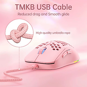 DIERYA M1SE Wired Gaming Mouse with Honeycomb Shell, 12800DPI Optical Sensor, 6 Programmable Macros, Software Support for Custom Key Config, and RGB Settings for Windows 7/8/10/XP, Vista, Linux-Pink
