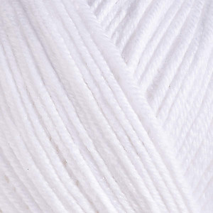 Estako Happy Cotton, 60% Cotton 40% Acrylic Yarn, Soft, Fine/Sport (2) for Crochet and Knitting 1.76 Oz (50g) / 180 Yrds (165m) (4110 - White)