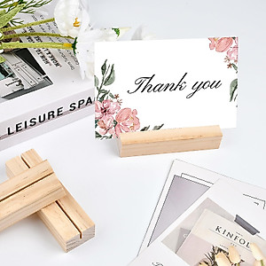 Boocalny 24PCS Wood Place Card Holder, Wooden Table Number Holders, Natural Sign Holders Stands, Picture Name Card Holder for Wedding, Retail Shop, Business Card Holders for Decoration, Events 4x1.2x1in