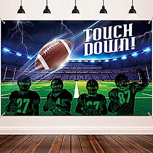 Football Party Decoration Supplies, Large Fabric Football Scene for Touch Football Down Party Supplies, Football Field Photo Booth Backdrop Banner Background Football Themed Supplies