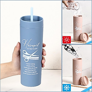 Rtteri 6 Pcs Hairdresser Tumbler Hair Stylist Gifts for Women Men Hairstylist Ideas 16 oz Hair Stylist Tumbler with Straw and Lid Frosted Plastic Coffee Cup for Salon Hairstylist Appreciation Day