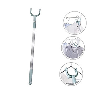 Alipis 3pcs Retractable Clothes Rail Outdoor Hanging Hooks Plastic Hanger Storage Hooks Extendable Reach Pole Retractable Clothesline Rod Telescoping Closet Pole Home Clothes Rod Green