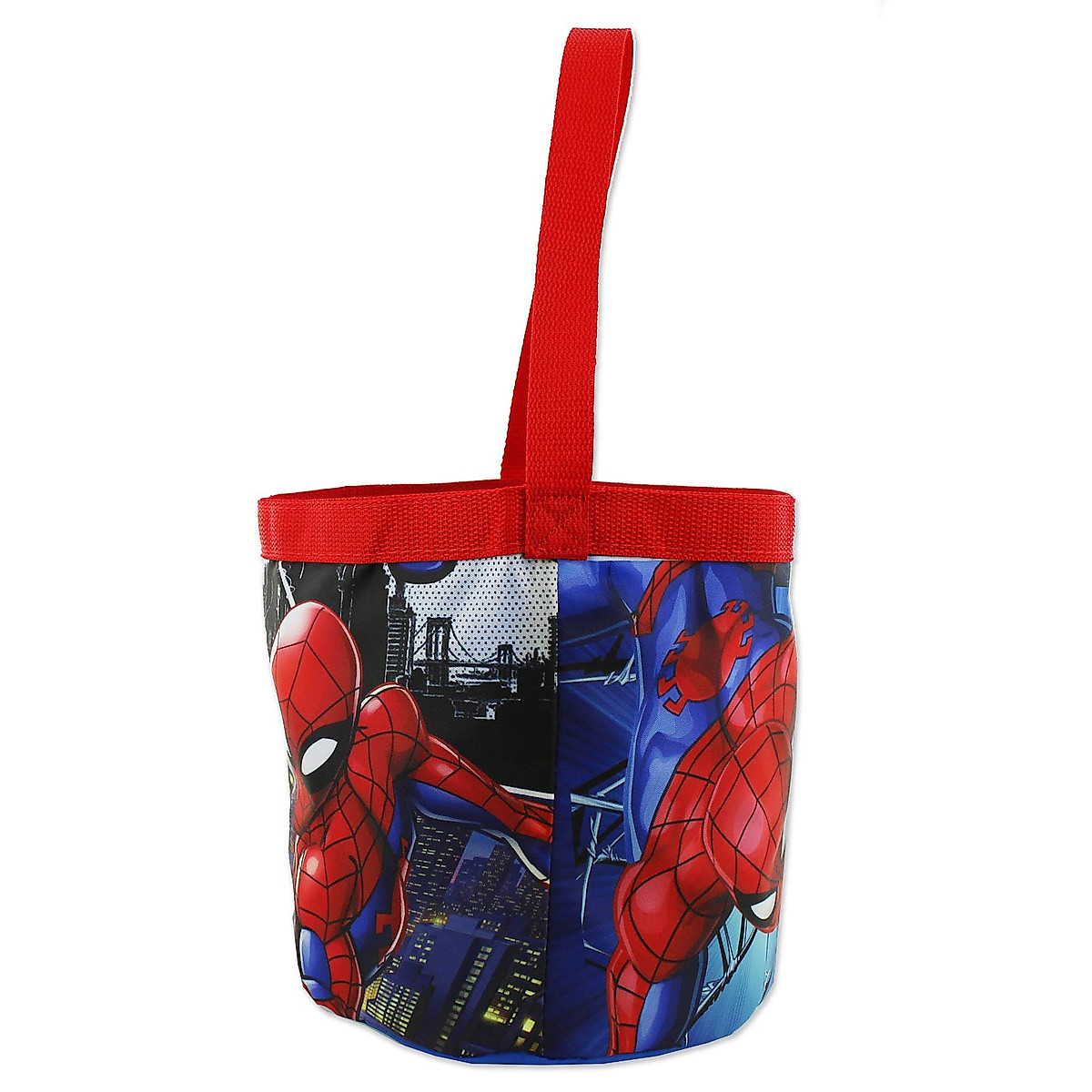 Marvel Spider-Man Boys Collapsible Nylon Gift Basket Bucket Tote Bag (One Size, Red/Blue)