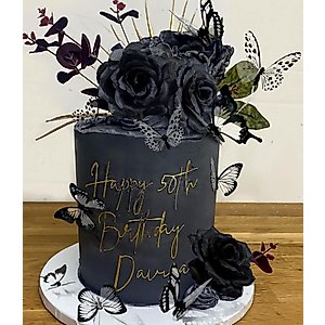 JeVenis Black Gothic Cake Decoration Rose Cake Topper Rip Cake Decoration Death Cake Decoration Gothic Birthday Decoration Gothic Party Supplies