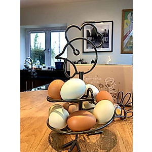 EggShuShu Gray Egg SKelter - Fresh Holder For Countertop ChicKen Stand BasKet Spiral Kitchen Wire RacK Eggs Farm with Timer