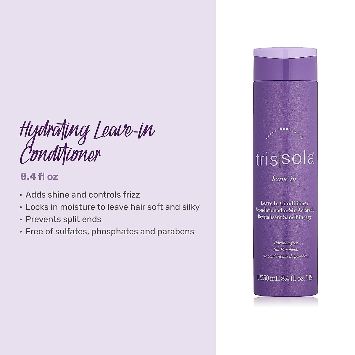 Trissola Hydrate Leave-In Conditioner - Moisturizing Color-Safe Hair Conditioner (8.4 oz)