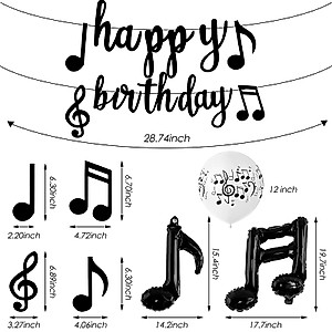 60 Pieces Music Theme Party Decorations Set Include Music Note Latex Balloons Music Note Foil Balloons Music Note Banner Music Note Hanging Swirls for Birthday Party Wedding Supplies (Classic Style)