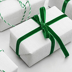 10 Yards Velvet Ribbon 1 Inch Vintage Velvet Ribbon Satin Ribbon Roll Nylon Velvet Wired Ribbon Single Side Velvet Ribbon for Christmas Gift Wrapping, Wedding, Hair Bows