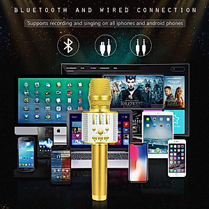 BONAOK Upgraded Bluetooth Wireless Microphone, Portable Rechargeable Karaoke Mic with Stereo Sound Party Home Birthday for all iPhone/Android/PC