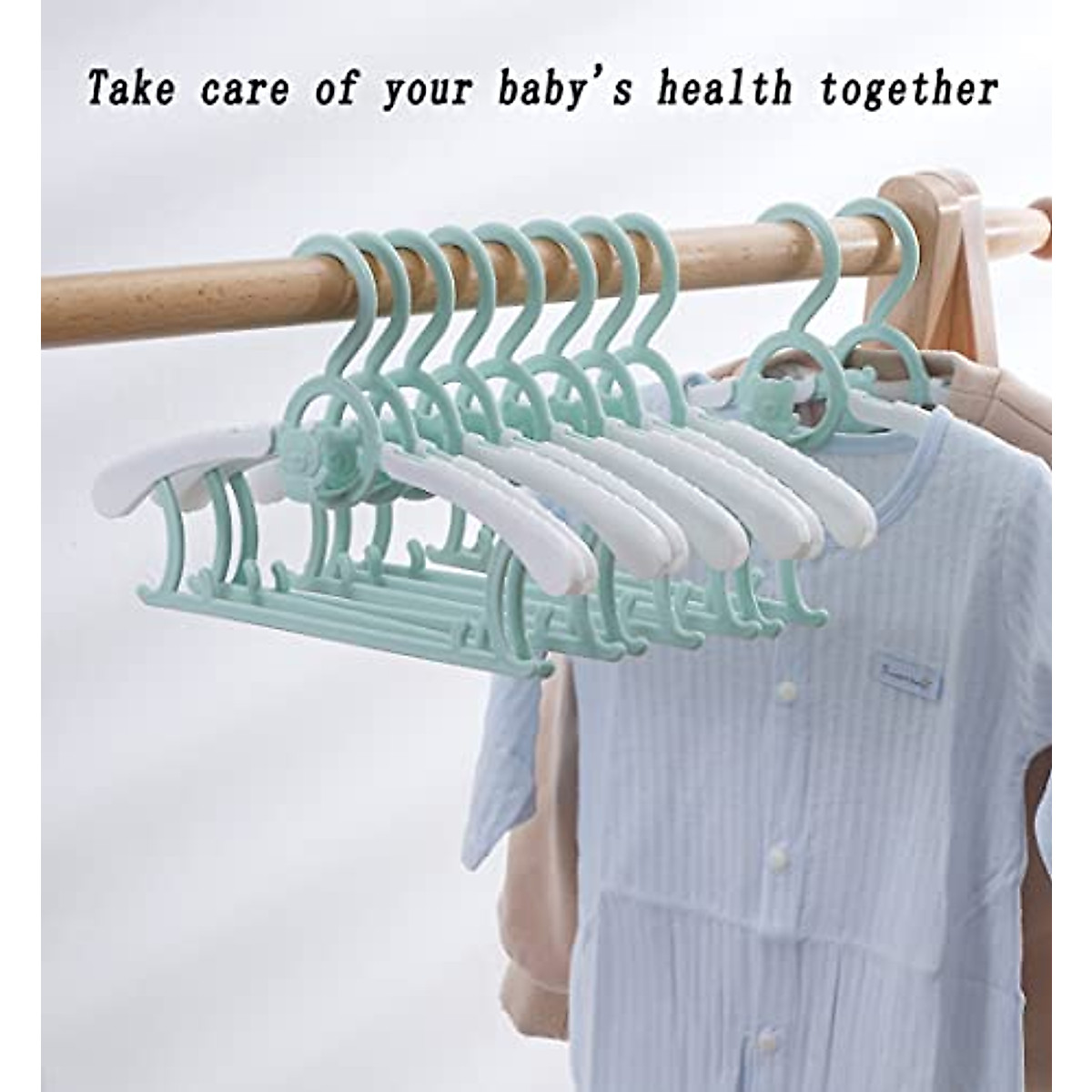 Baby Hangers 20pcs Adjustable Non-Slip Children Baby Nursery Closet Hangers Children Coat Hanger Extendable Laundry Infant Hangers for Girl Boy Toddler Child Newborn Laundry Gifts(20 pcs, Brown+Green)