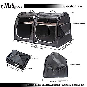 Mispace Portable Twin Compartment Show House Cat Cage/Condo - Easy to Fold & Carry Kennel - Comfy Puppy Home & Dog Travel Crate with Portable Carry Bag/Two Hammocks/Mats and Collapsible Litter Box