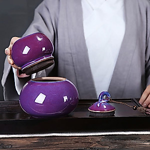 Kitchen Canisters Ceramic Food Storage Jar Gourd Shape with Metal Airtight Lid for Tea, Coffee, Herb, Sugar, Spice, Nuts