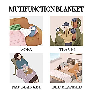 Plush Blanket Throw Blanket Warm Cozy Soft Microfiber Blankets, Japanese Cashew Flower Orange Green Retro