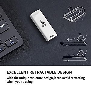 TCELL Push 128GB USB 3.2 Gen1(3.1/3.0) USB Flash Drive Read Speed up to 100MB/s, Retractable Design Memory Stick Thumb Drive, White