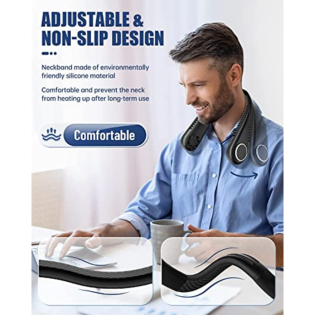 RIYA Bladeless Neck Fan - 5200mAh Personal Portable Air Conditioner - 360° Cooling Wearable Fan - Low Noise, Up to 20Hrs Rechargeable Battery for Travel Outdoor, Camping, Office