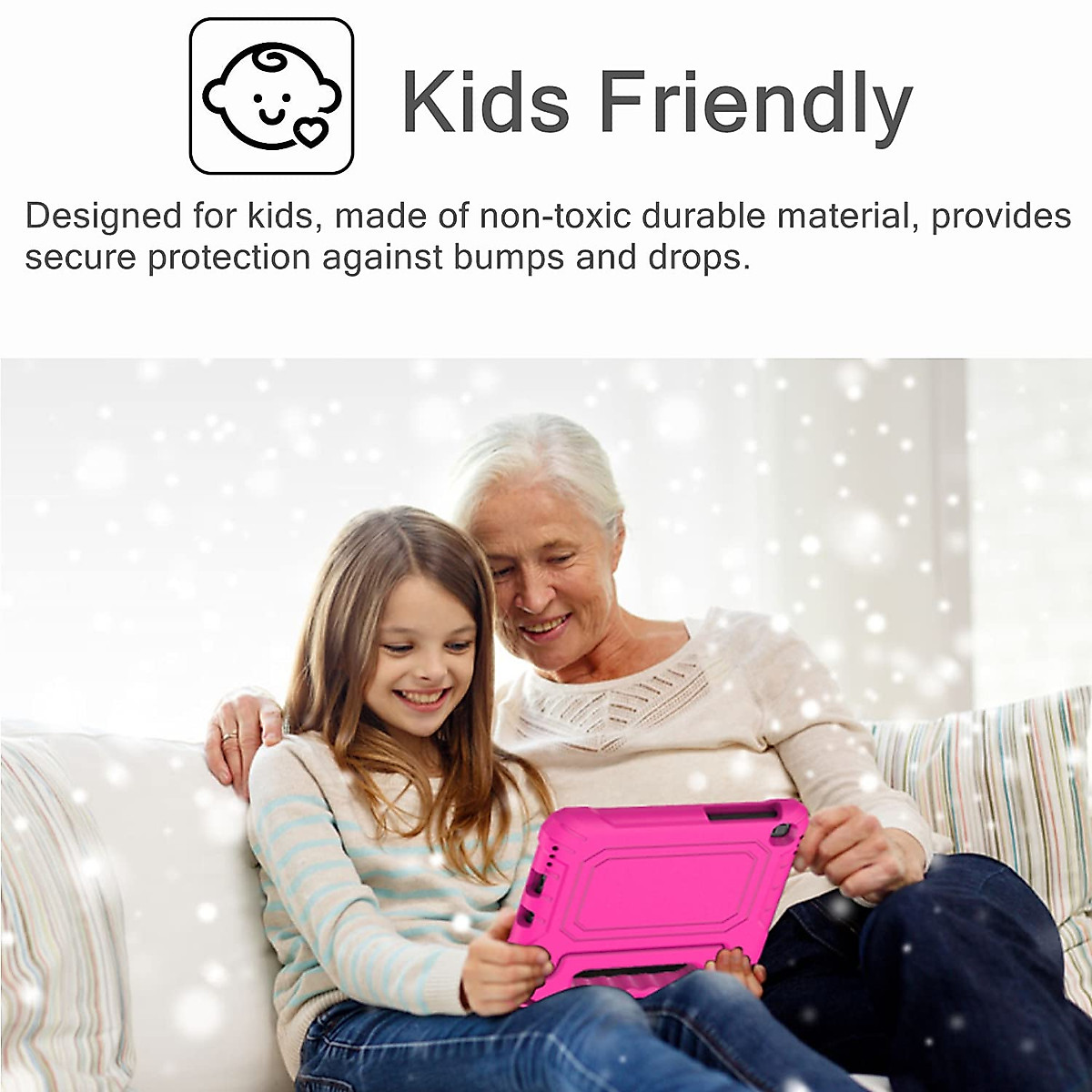 MAISON Kids Case for Samsung Galaxy Tab A9 8.7-inch 2023 SM-X110/X115/X117 & Galaxy Tab A7 Lite 8.7-inch 2021 T220/T225/T227 Shockproof, Built-in Screen Protector Stand Tablet Cover (Hot Pink)