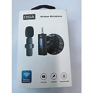 Wireless Lavalier Microphone, OSA Camera Microphone for iPhone, Android Phone, Camera, Clip-on Plug & Play Auto-sync and Noise Reduction for Video Recording, Interview
