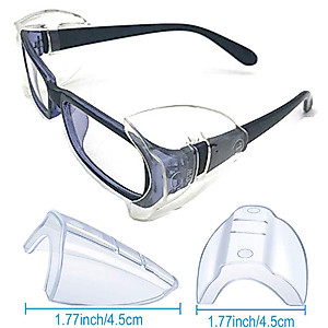 KMDJG 11 Pairs Safety Eye Glasses Side Shields,Slip On Clear Side Shields for Safety Glasses Fits Medium to Large Eyeglasses Frames（10 Pairs Clear and 1 Pair Sapphire Blue）