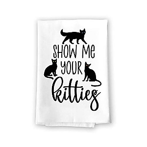 Honey Dew Gifts, Show Me Your Kitties, 27 Inches by 27 Inches, Multipurpose Cat Hand Towel, Hand Towels Funny, Cat Dish Towel, Cat Theme Gifts for Women, Cat Moms, Cat Dads, Fur Parents