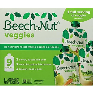 Beech-Nut Veggies Stage 2 Baby Food Variety Pack, 3.5 oz Pouch (9 Pack)