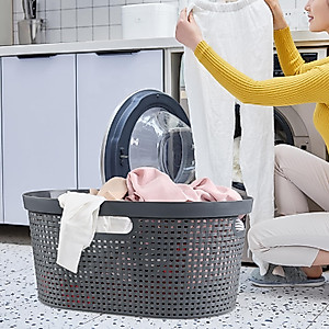 Quickquick Large Plastic Dirty Clothes Baskets with Cut-Out Handles, 42 L Plastic Laundry Hampers, 4 Packs