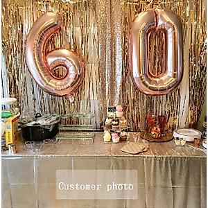 Tellpet Number 60 Balloon 60th Birthday Party Decorations for Women Bday Idea Sign, 40 Inch Big, Rose Gold