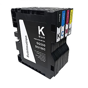 VC Sublimation Ink Cartridge Compatible for Sawgrass Virtuoso SG500 SG1000 Printer (1Black, 1 Cyan, 1 Magenta, 1 Yellow, 4-Pack, with Latest Upgrade Chips Version 3.3)