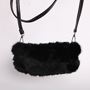 URSFUR Women Warm Hand Muff Genuine Rabbit Bag Purse Winter Hand Warmer