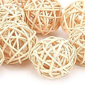 10Pcs Rattan Balls, Sepak Takraw Toy Natural Color Rattan Safe and Harmless Parrot Small Animal Chew Toy for Parrot