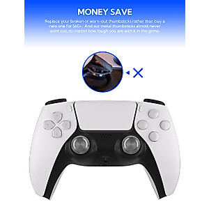 Avericht Metal Thumbsticks for PS5 Controller, Aluminum Joystick Replacement Kit for Dualsense Controller Accessories (Silver)