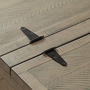 Signature Design by Ashley Aldwin Farmhouse Square Coffee Table with Lift Top for Storage, Grayish Brown