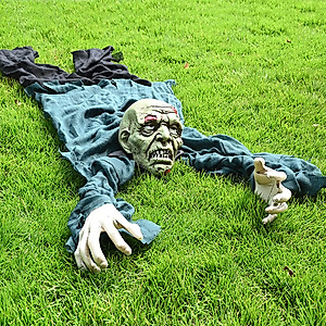 WODMAZ Halloween Outdoor Decorations Climbing Zombie Groundbreaker, 63 Inch Creepy Halloween Prop Decorations, Realistic Zombie Face Groundbreaker for Graveyard Haunted House Outdoor Lawn Yard Decor