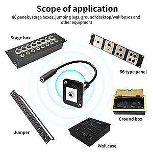 QIANRENON TRS 1/8 Stereo Panel Connector TRS 3.5mm Female to Female Short Cable Pass Through Panel Coupler,XLR Panel Mount, for Stereo Cable Speakers and Headphones, Silver Grey
