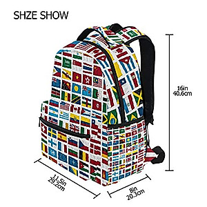 World Flags Backpacks Travel Laptop Daypack School Bags for Teens Men Women